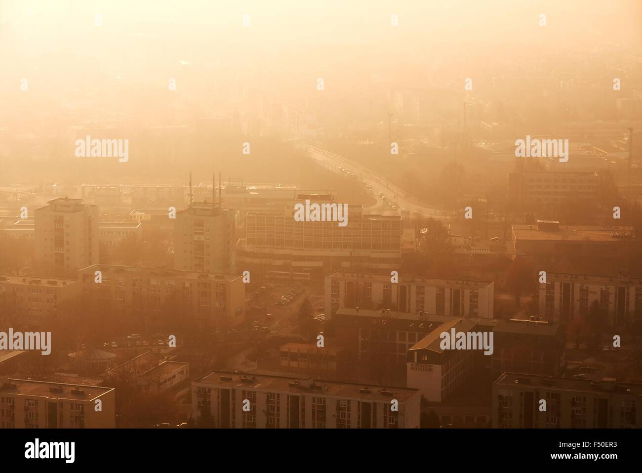 Town in smog Stock Photo - Alamy