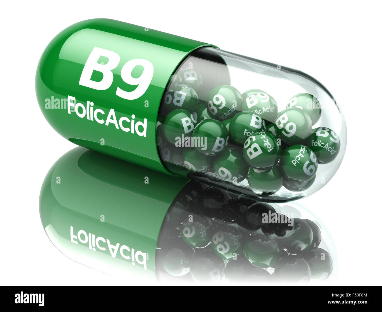 Pills with b9 folic acid element. Dietary supplements. Vitamin capsules ...