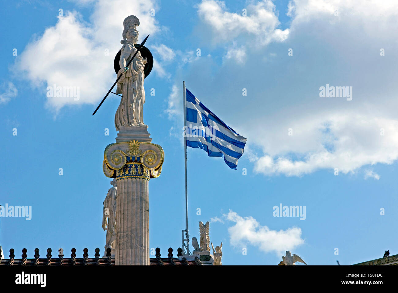 Side view of the statue of the Greek goddess Athena / Pallas Athene ...