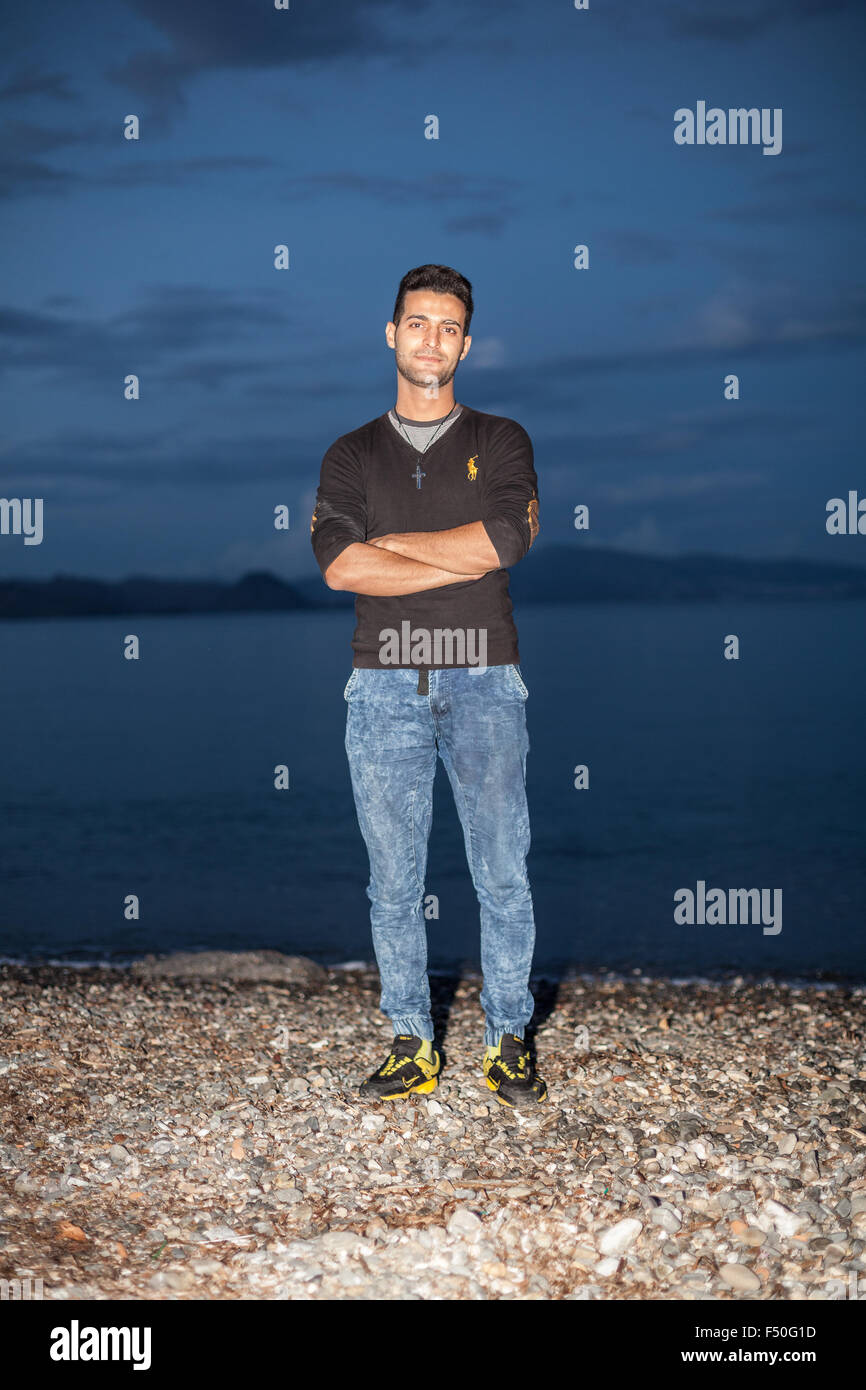 Kurd Christian from Syria immigrant in Kos, Greece on the 24 of October ...