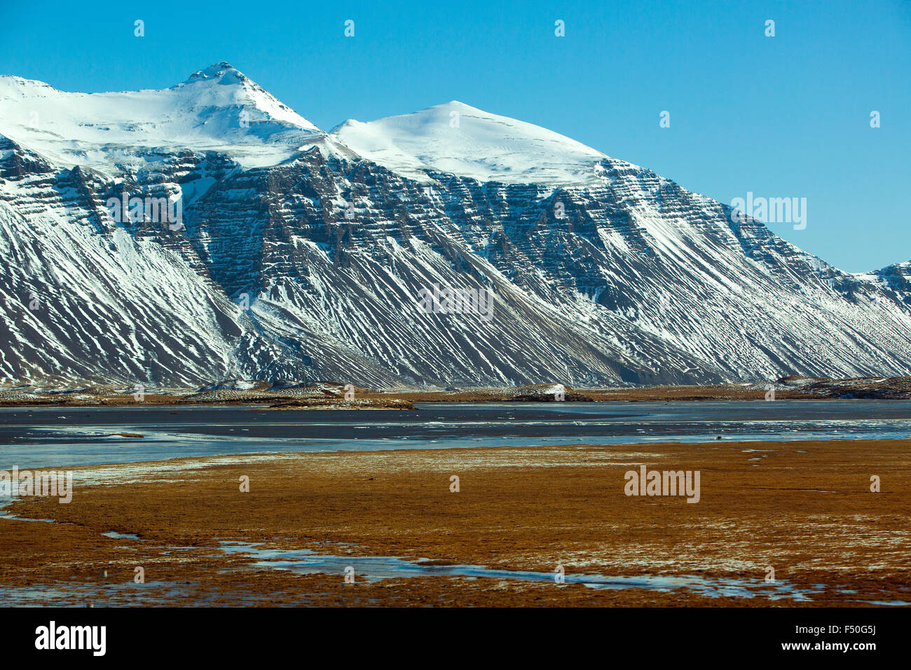 Impressive volcano mountain landscape in Iceland, spring Stock Photo ...
