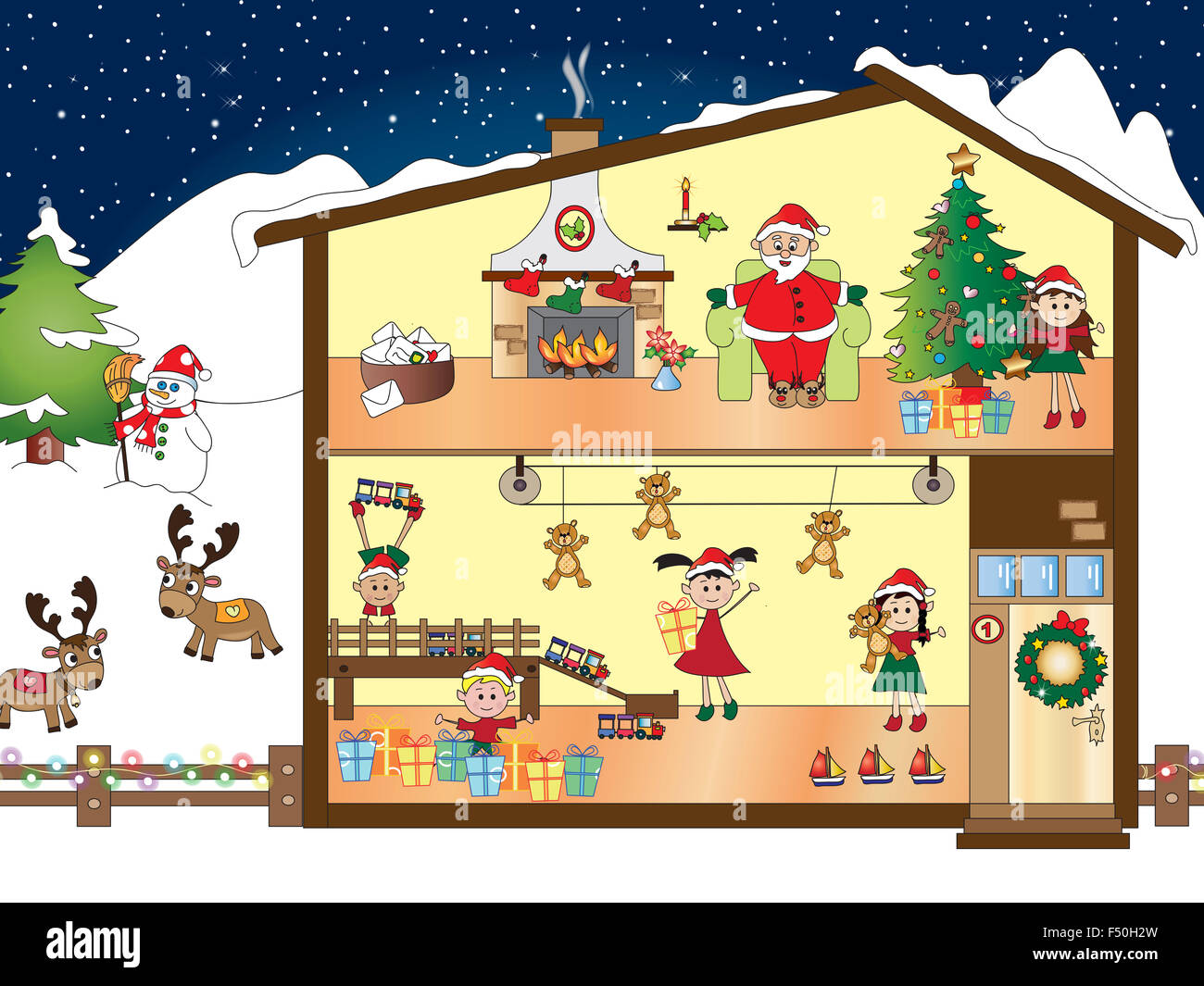 Santa with elves hi-res stock photography and images - Alamy