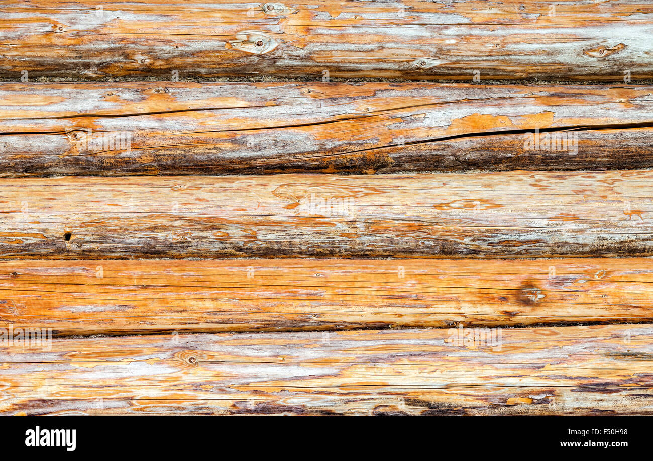 Wooden logs wall of rural house as background Stock Photo - Alamy