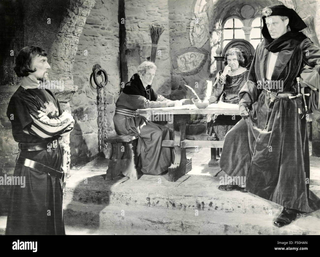 The actor Peter Cushing in a scene from the movie "Sword of Sherwood ...