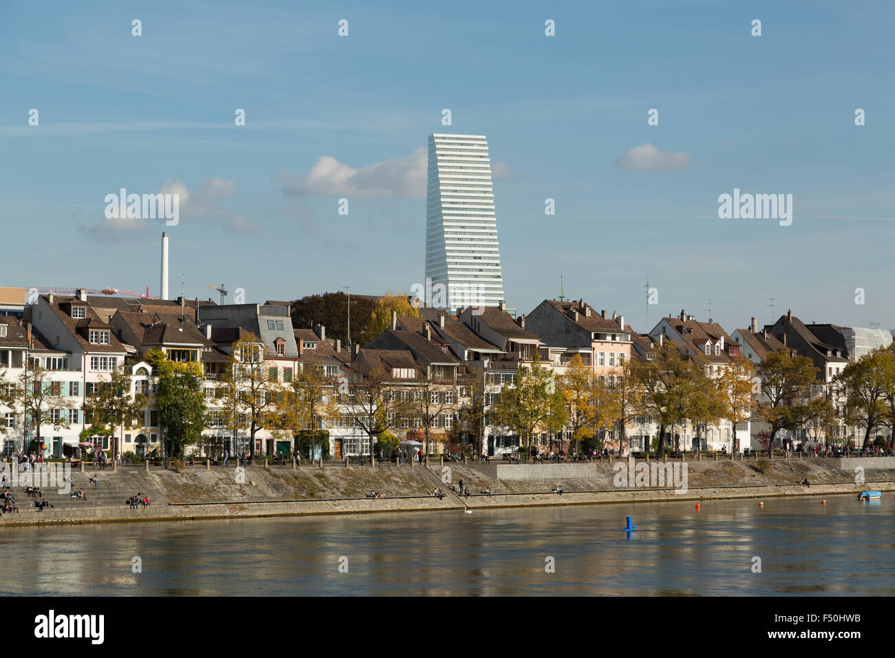 A photograph of Basel on the Rhine River in Switzerland in Autumn ...