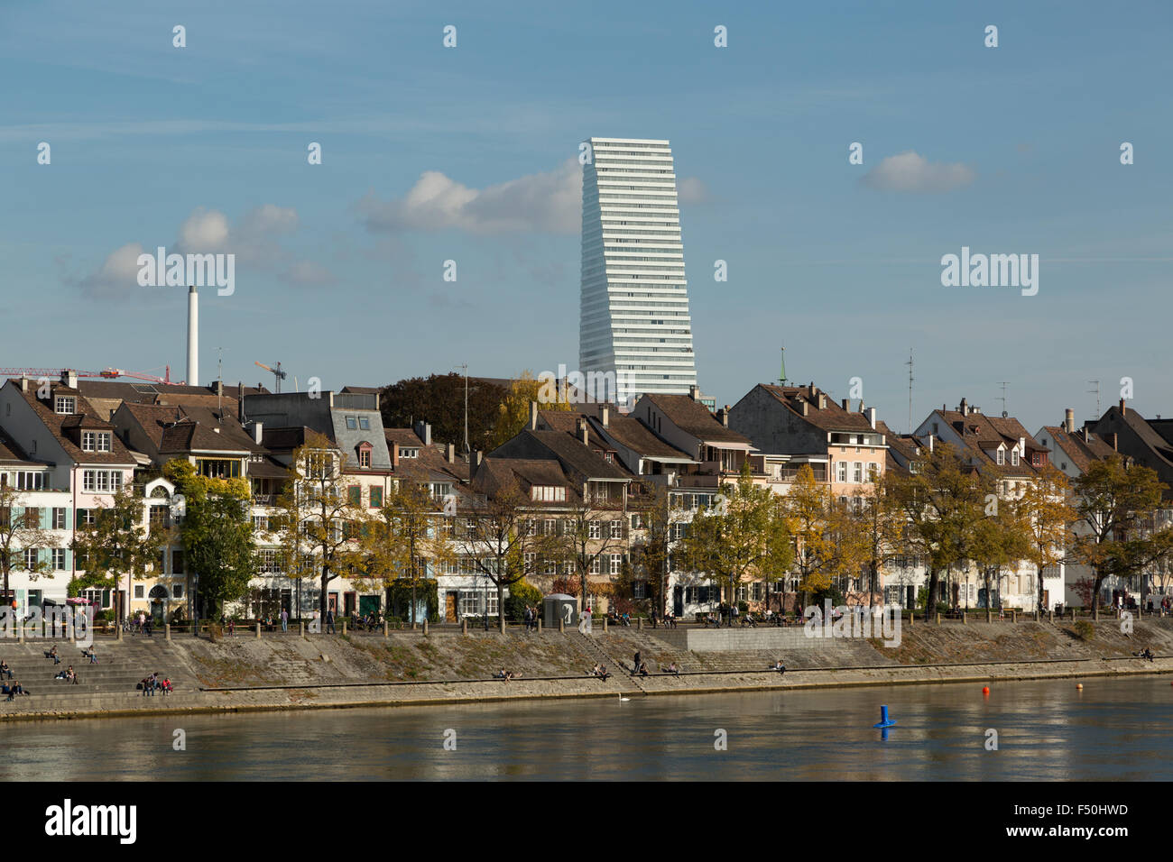A photograph of Basel on the Rhine River in Switzerland in Autumn ...