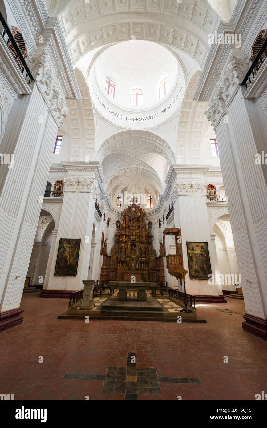 Inside the Church of St. Cajetan in Old Goa, one of the remaining big ...