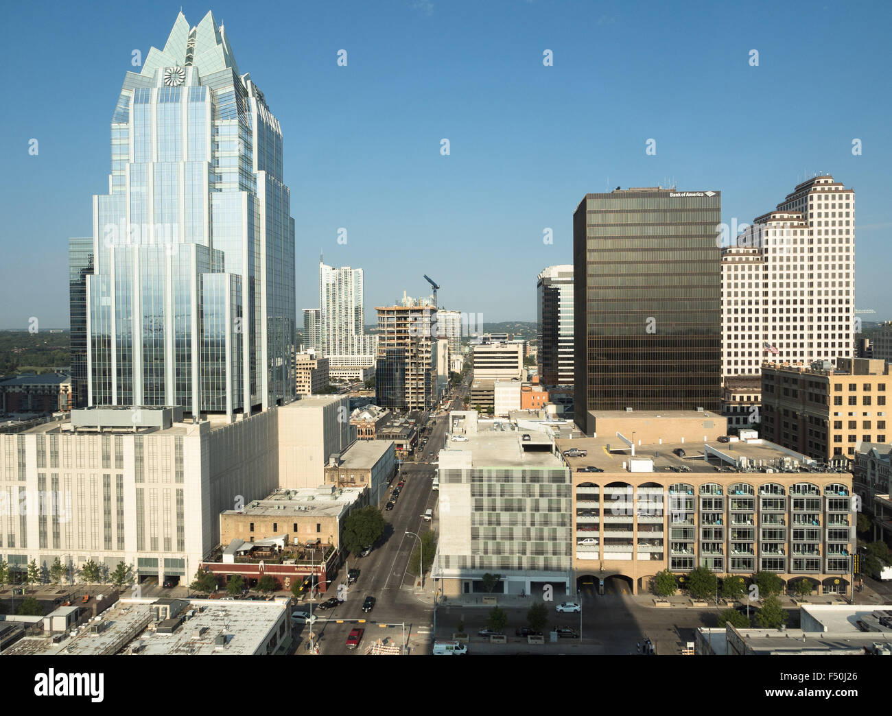 Austin, Texas downtown Skyline looking west down 5th street Stock Photo ...