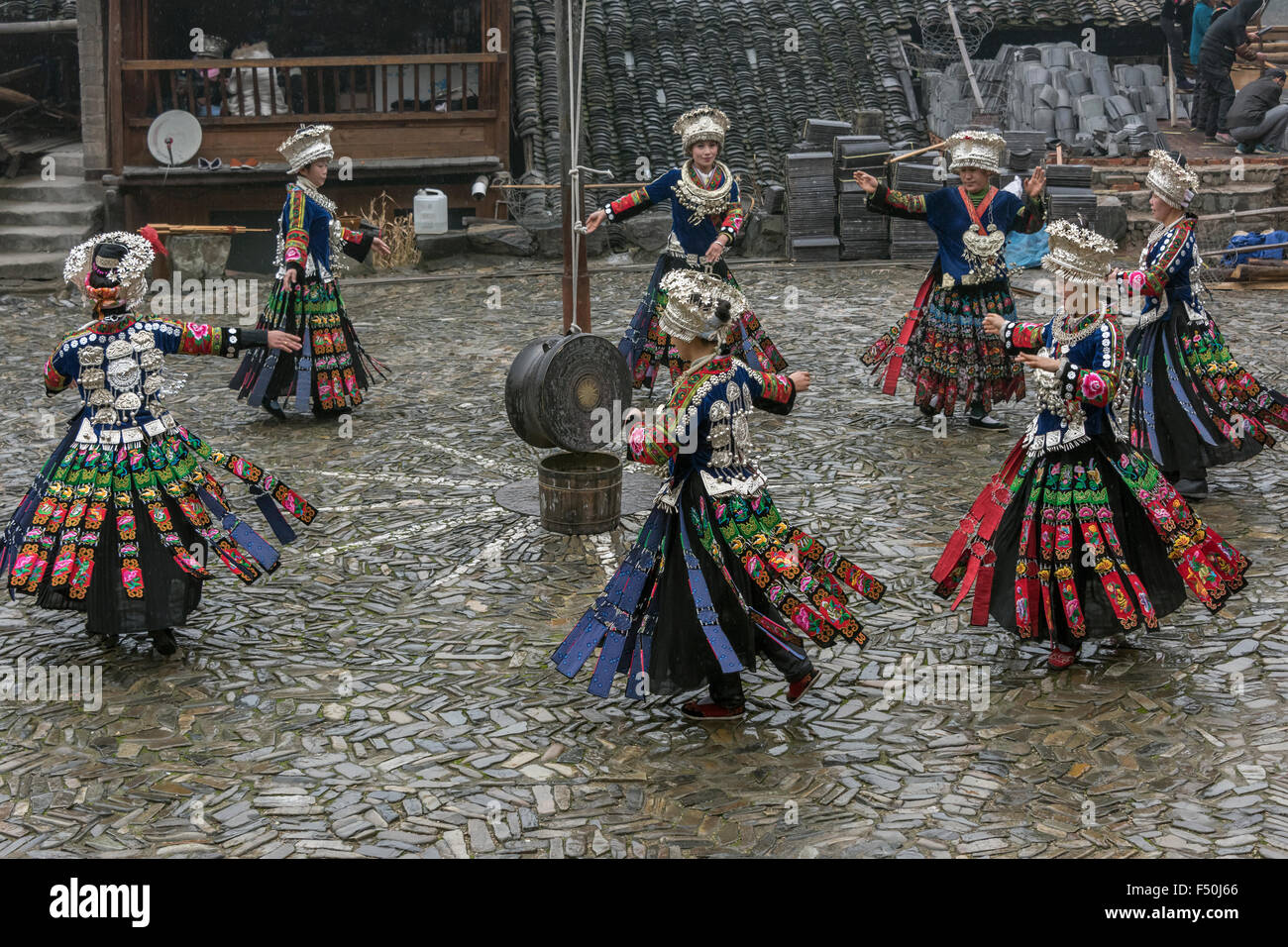 Langde Shang Miao Village traditional bronze drum dance of the Long ...