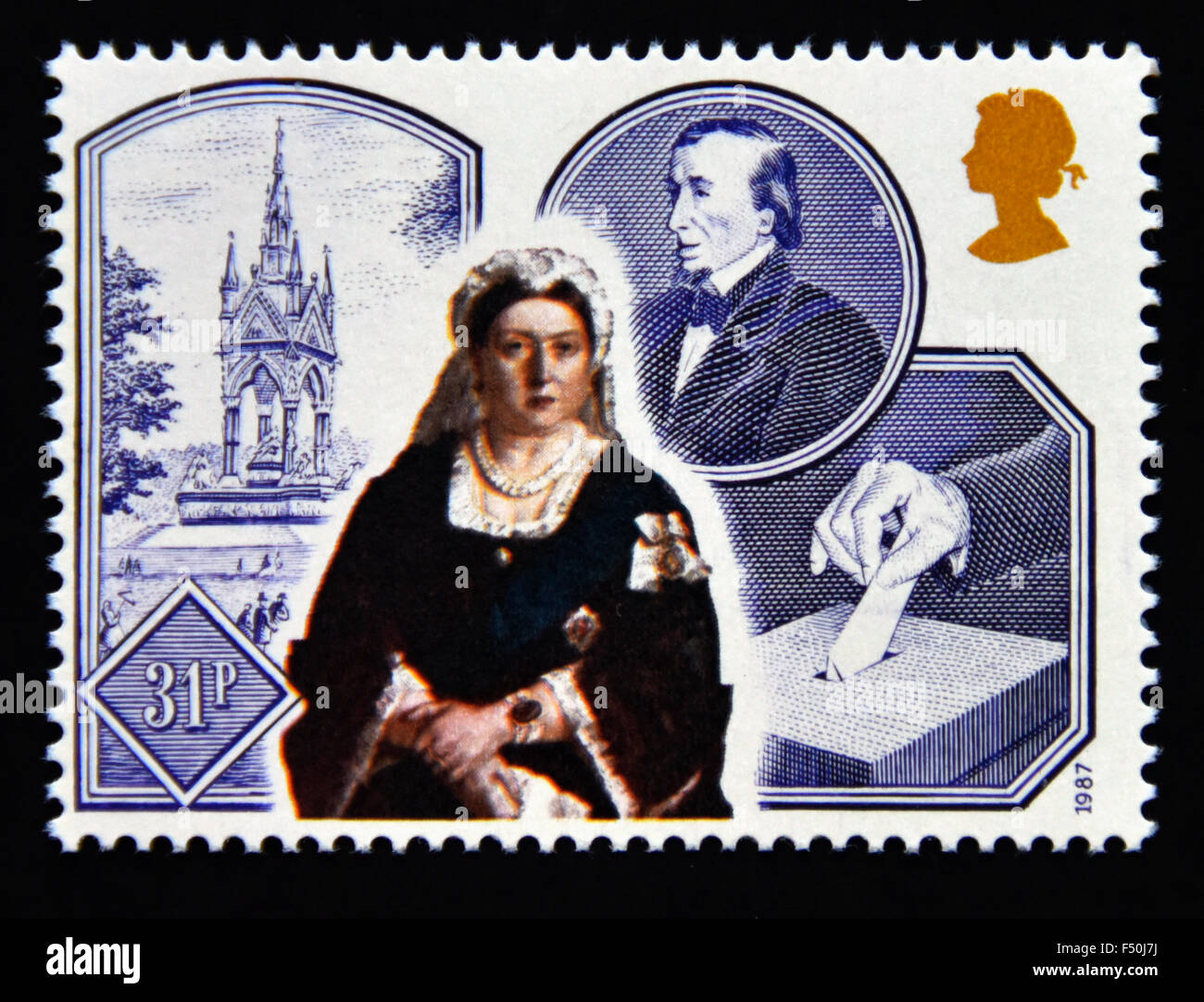 Postage stamp. Great Britain. Queen Elizabeth II. 1987. 150th ...