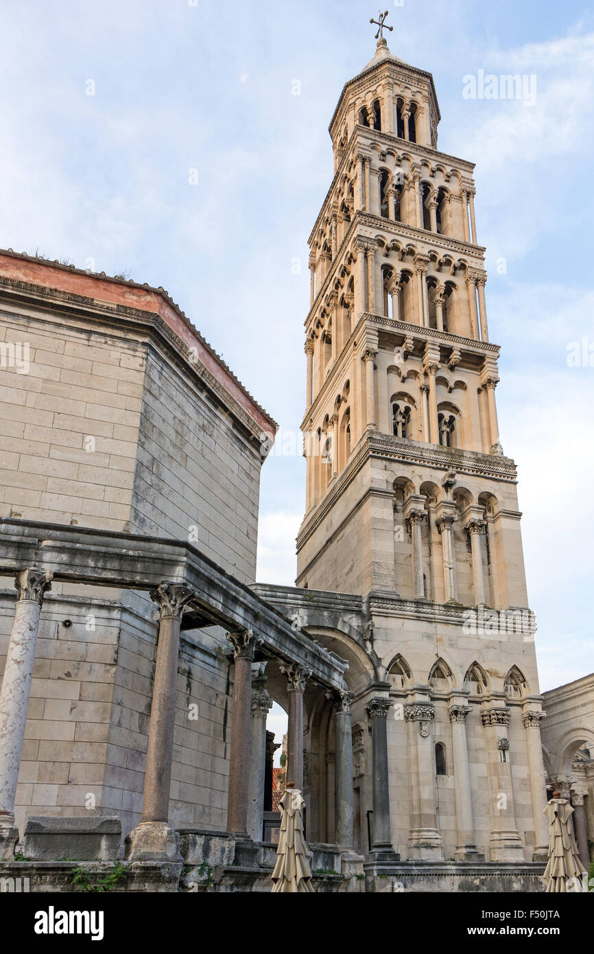 Cathedral of Saint Domnius' bell tower at the Diocletian's Palace in ...