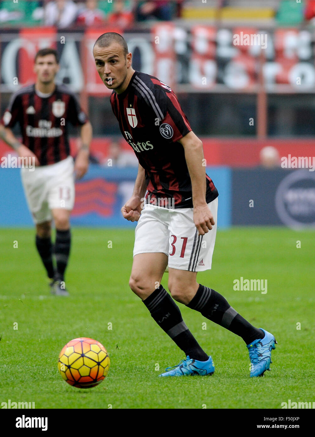 Milan, Italy. 25th Oct, 2015. Luca Antonelli of AC Milan in action ...