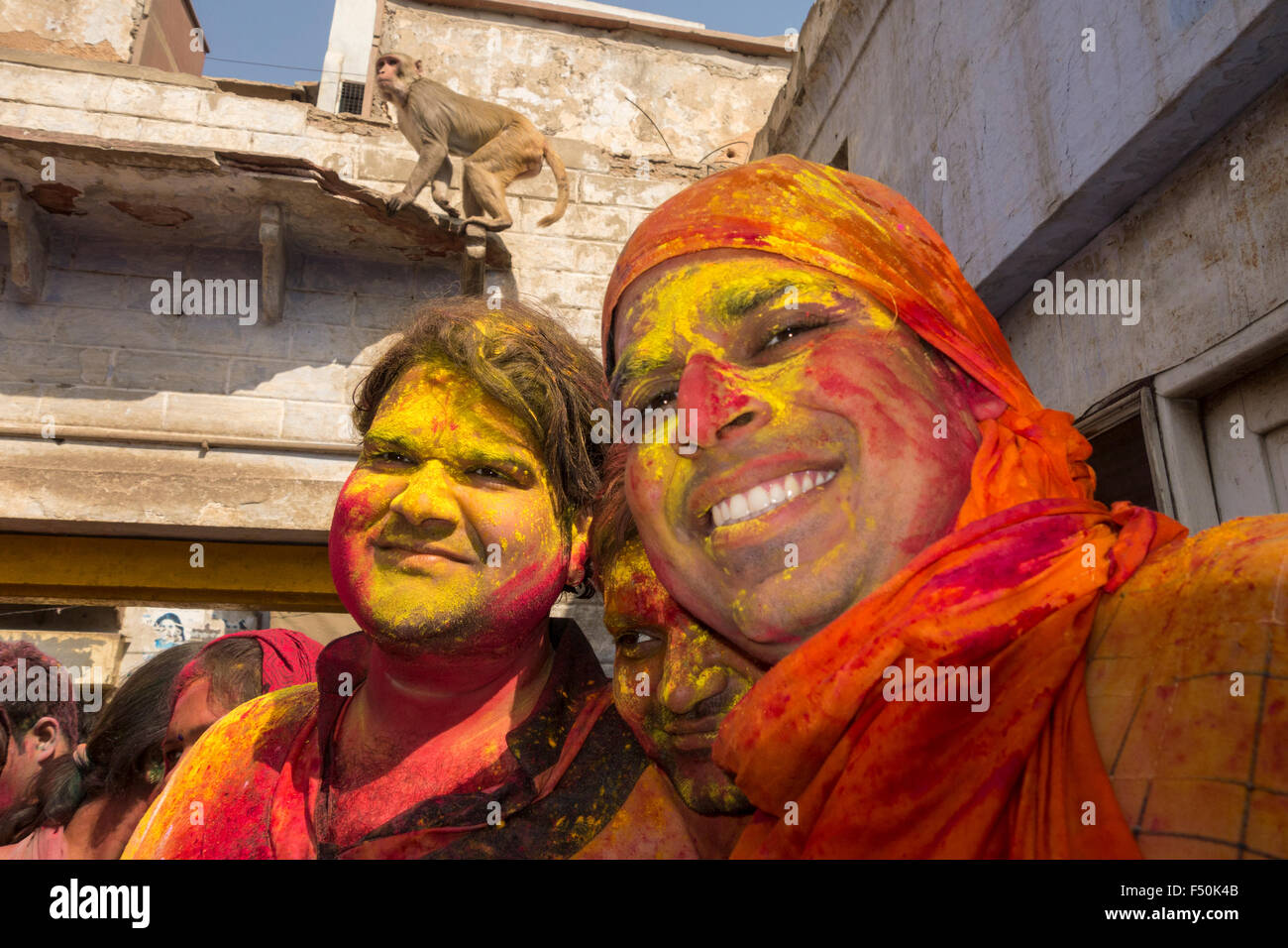 Portraits of two of thousands of devotees, who are celebrating Holi ...