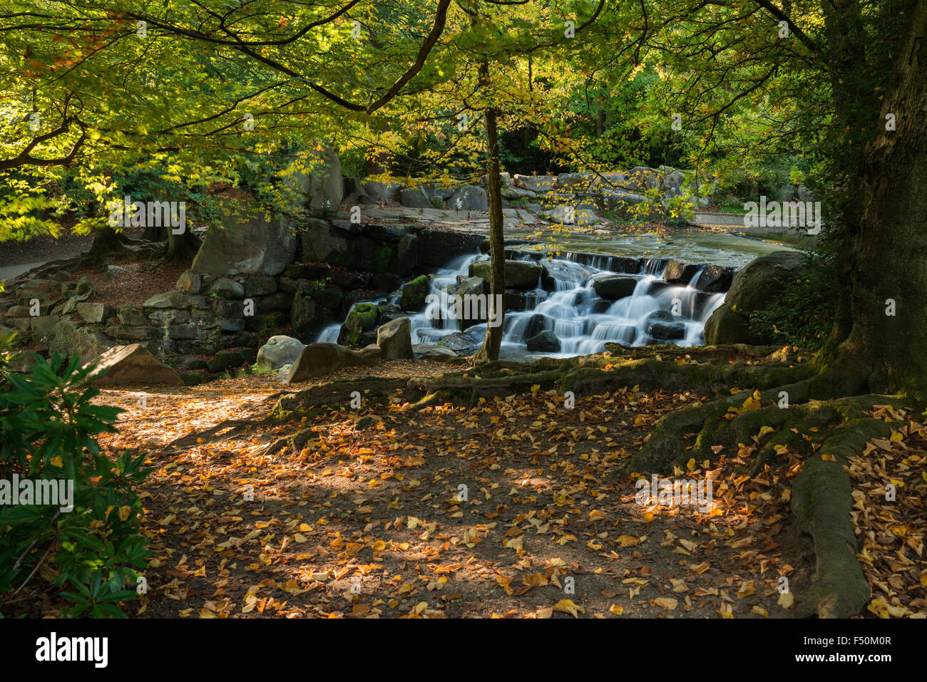 Waterfall at Virginia Water Lake Virginia Water Surrey England UK Stock ...