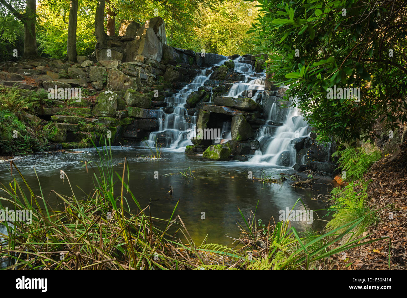 Waterfall at Virginia Water Lake Virginia Water Surrey England UK Stock ...