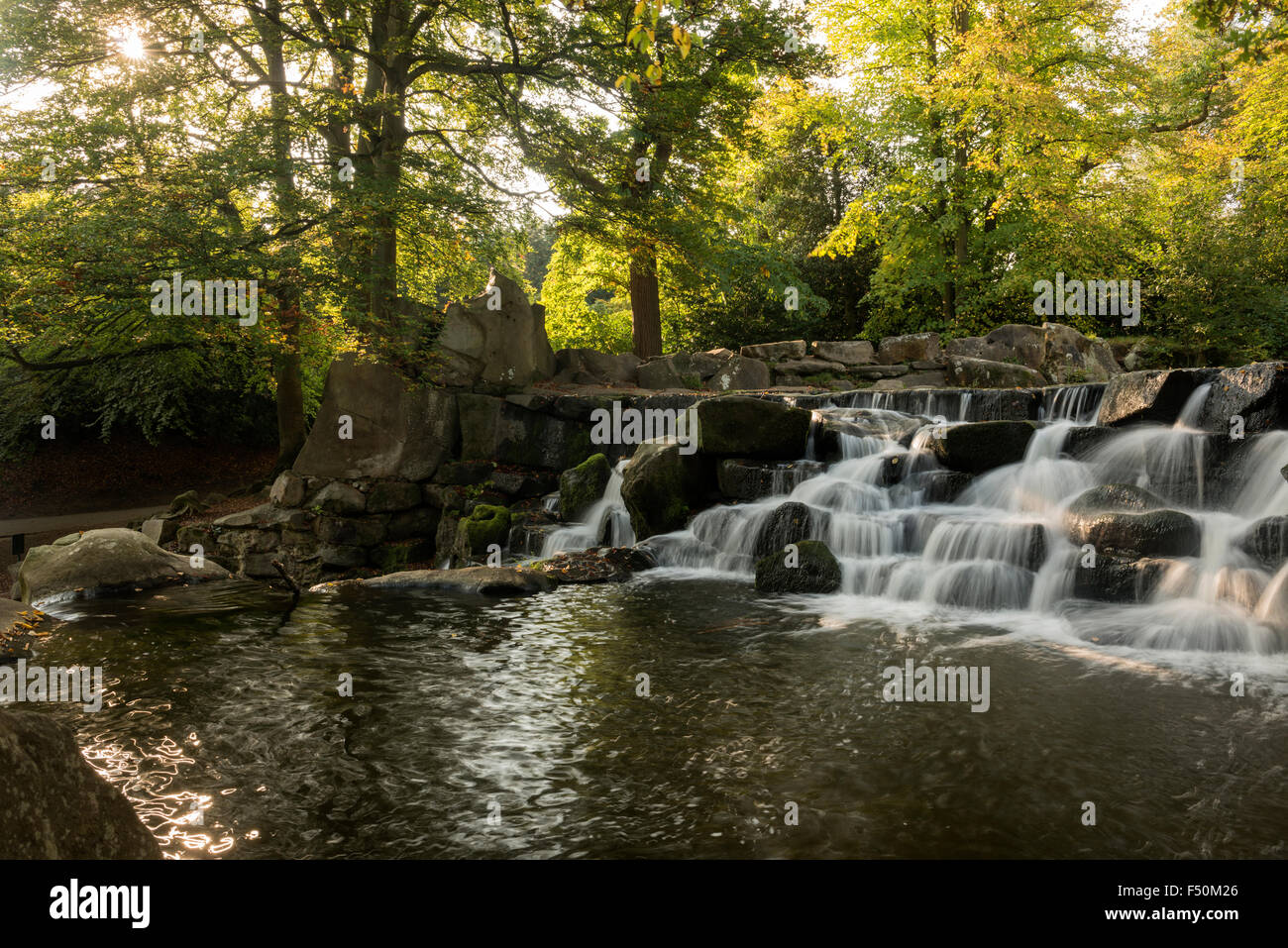 Waterfall at Virginia Water Lake Virginia Water Surrey England UK Stock ...
