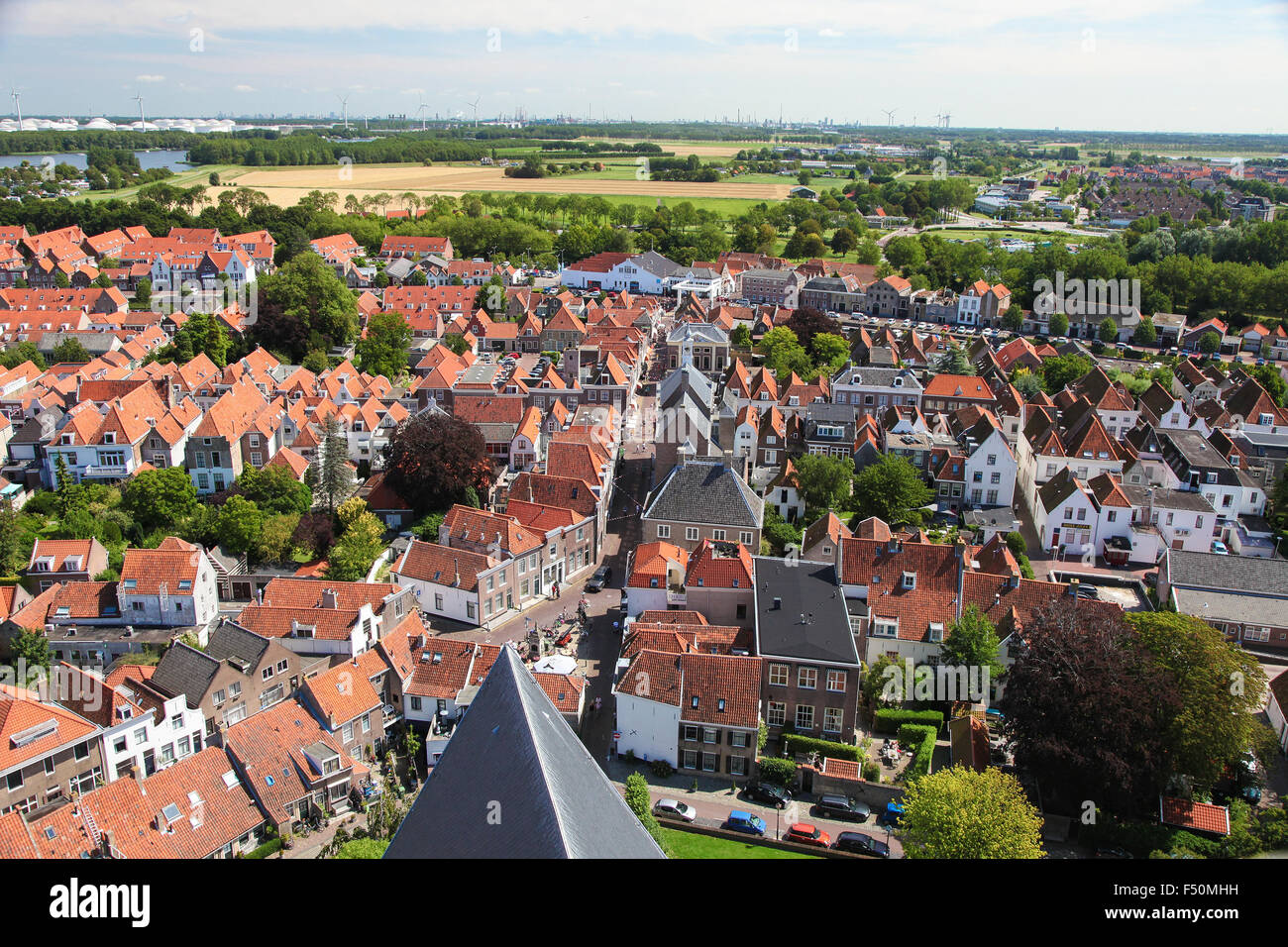 Aerial View on the Town of Brielle, also known as Den Briel, in South ...