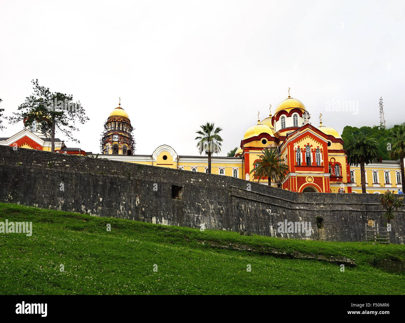 New Athos Monastery, Cathedral of the nineteenth century behind ancient ...