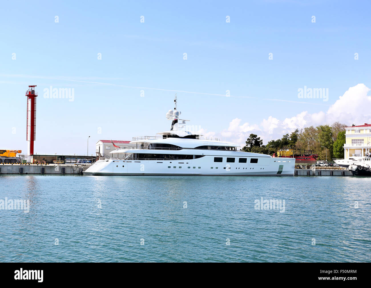 Yacht anchored at the sea berth Stock Photo - Alamy