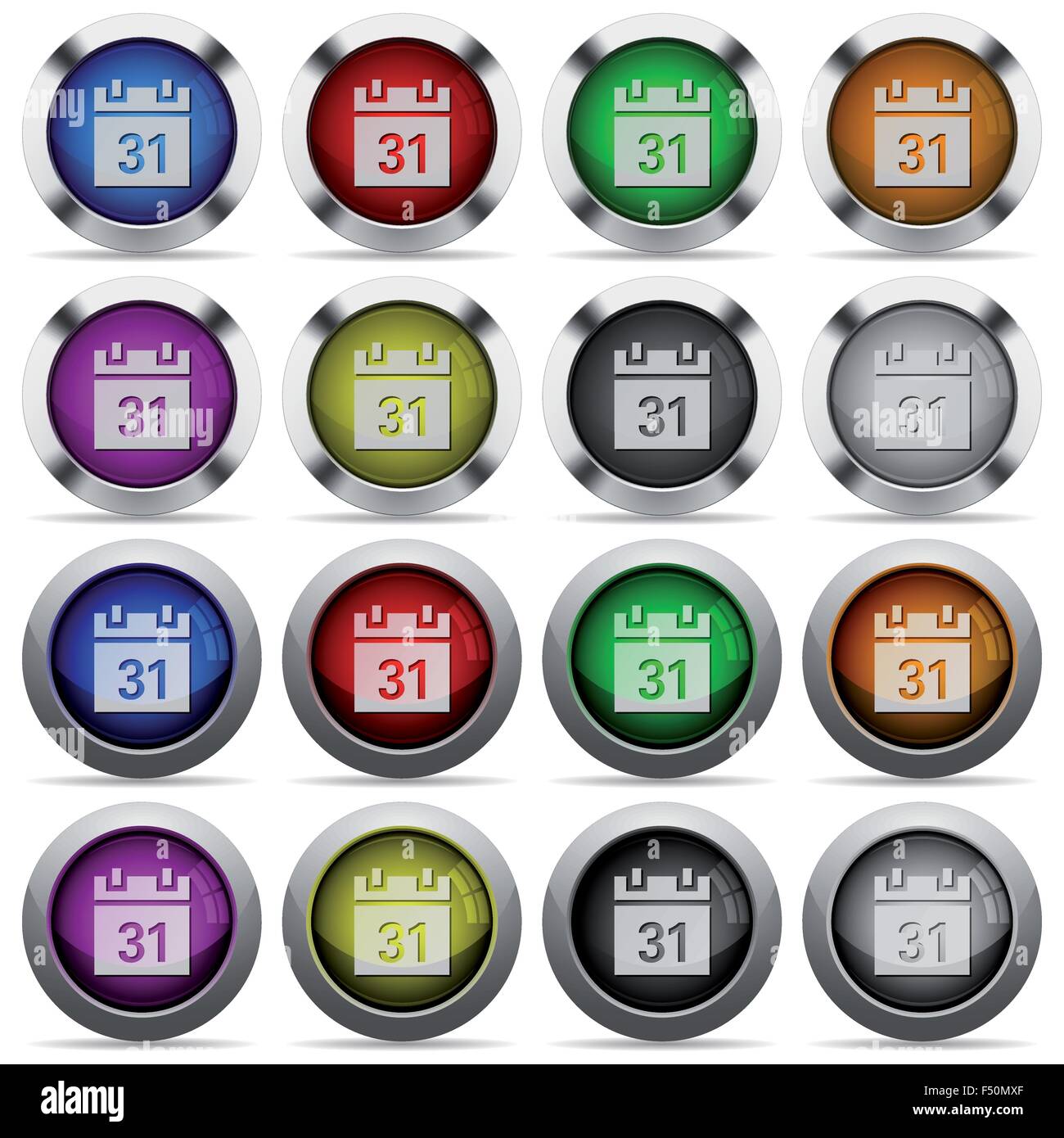 Set of calendar glossy web buttons. Arranged layer structure Stock ...