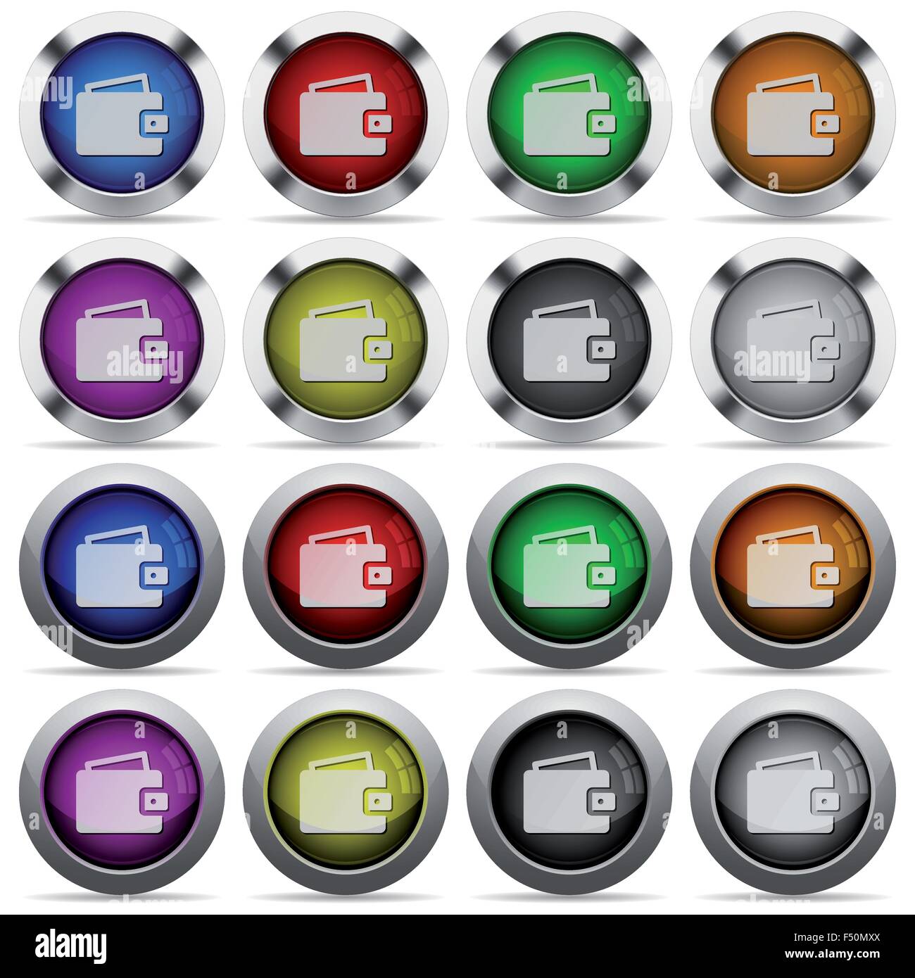 Set of wallet glossy web buttons. Arranged layer structure Stock Vector Image & Art - Alamy