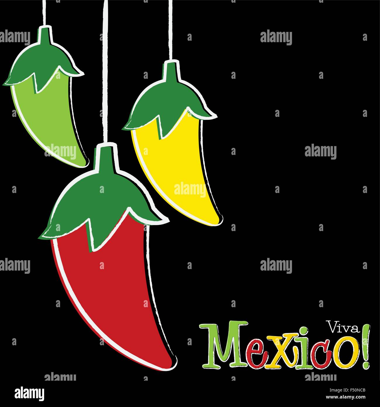 Hand Drawn chili pepper string card in vector format Stock Vector Image ...