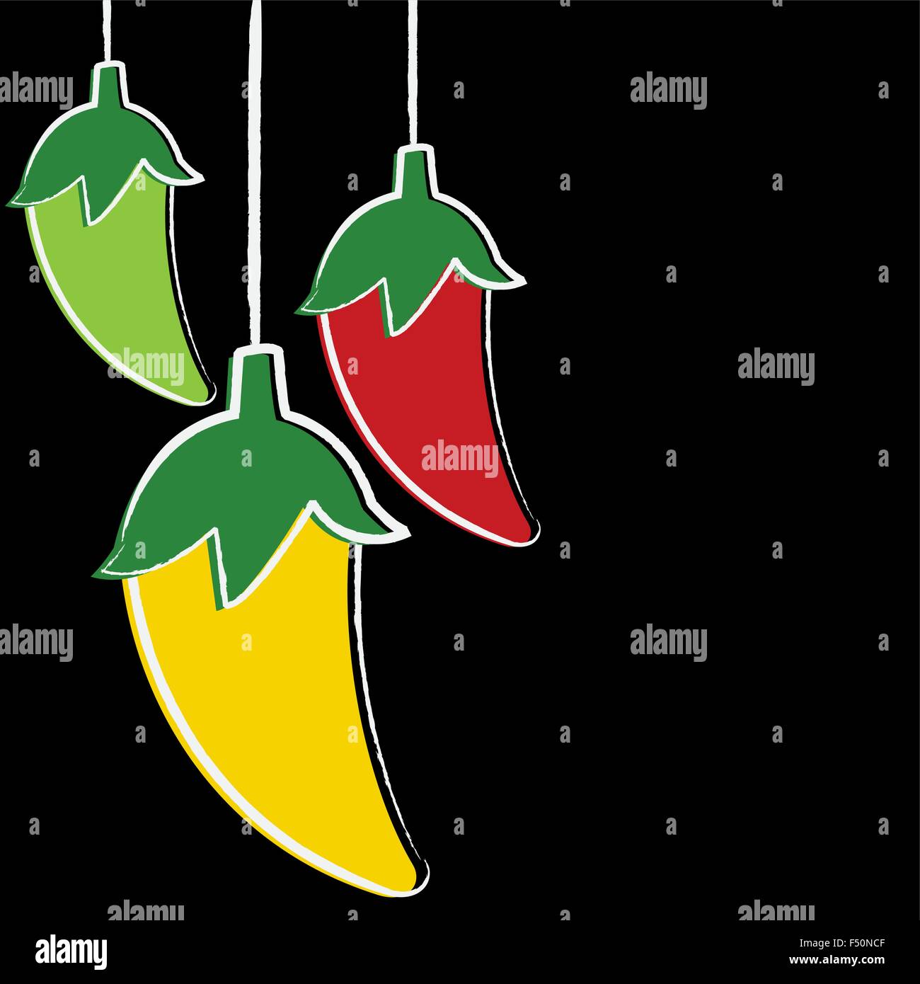 Hand Drawn chili pepper string card in vector format Stock Vector Image ...