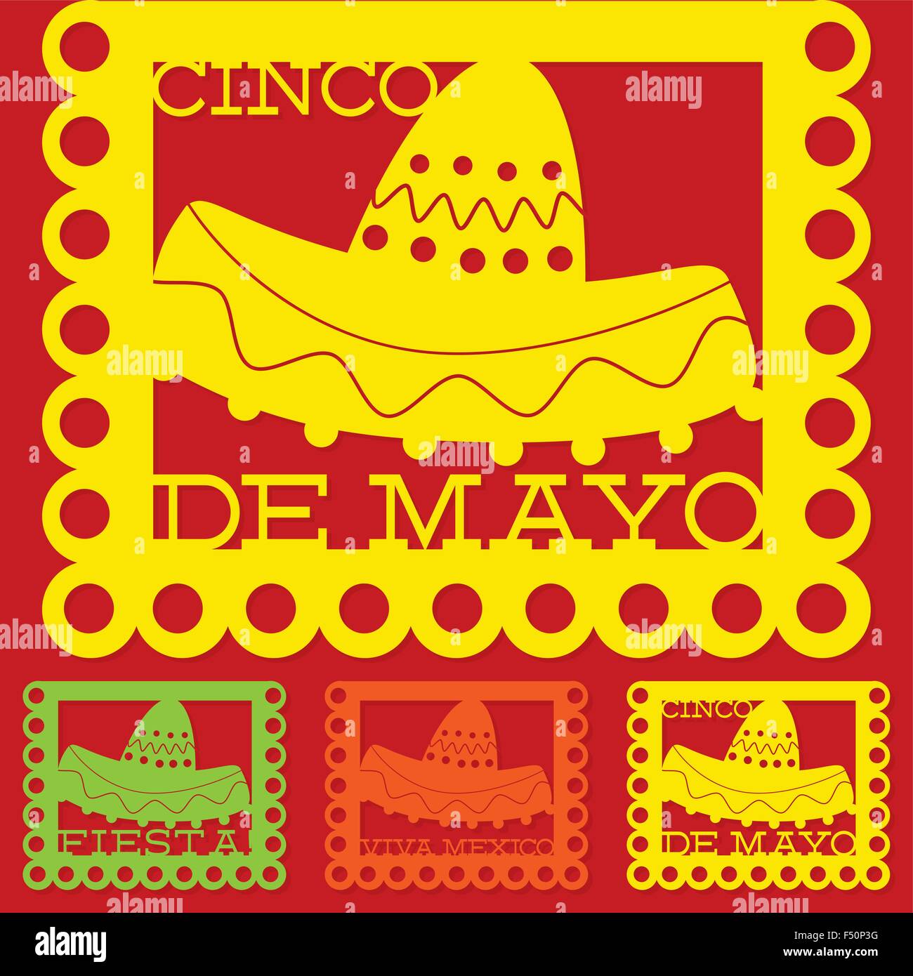 Mexican 'papel picado' (Paper flag decoration) set in vector format ...