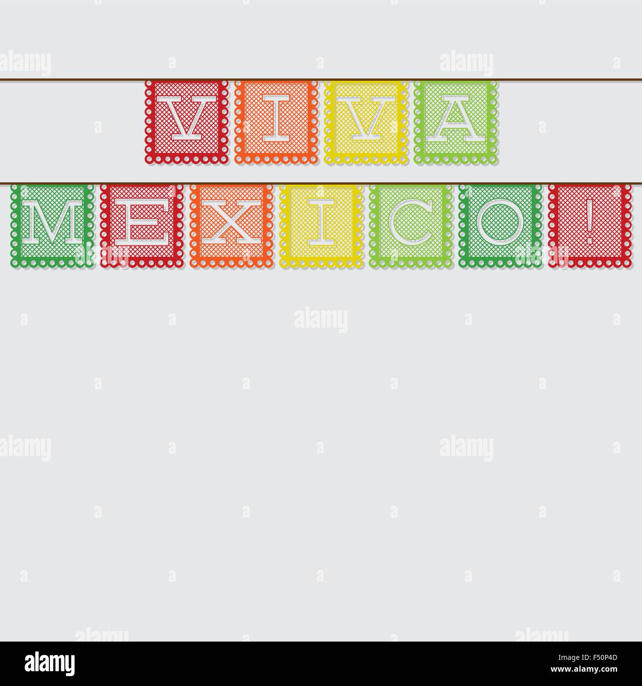 Mexican 'papel picado' (Paper flag decoration) card in vector format ...