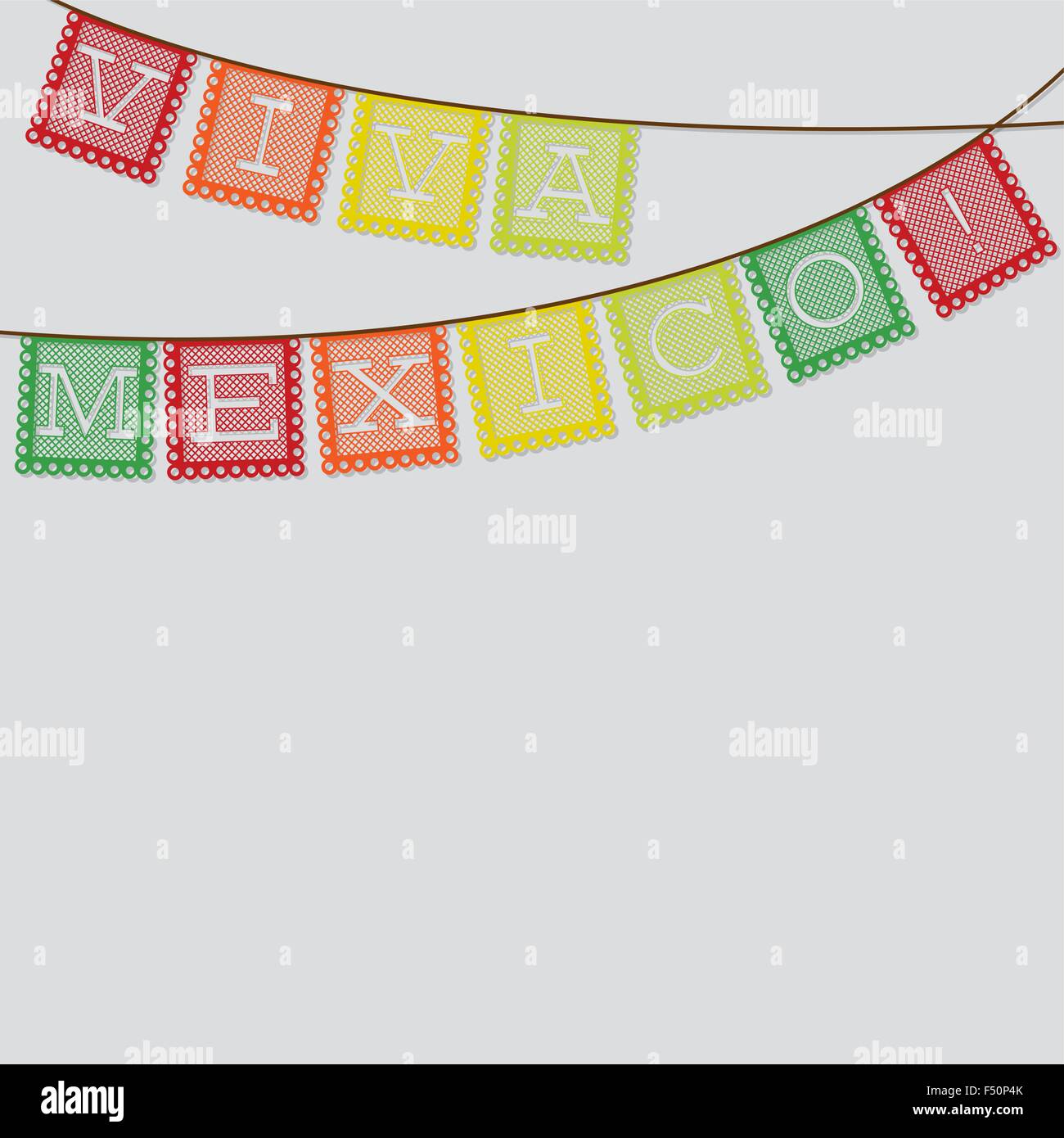Mexican 'papel picado' (Paper flag decoration) card in vector format ...
