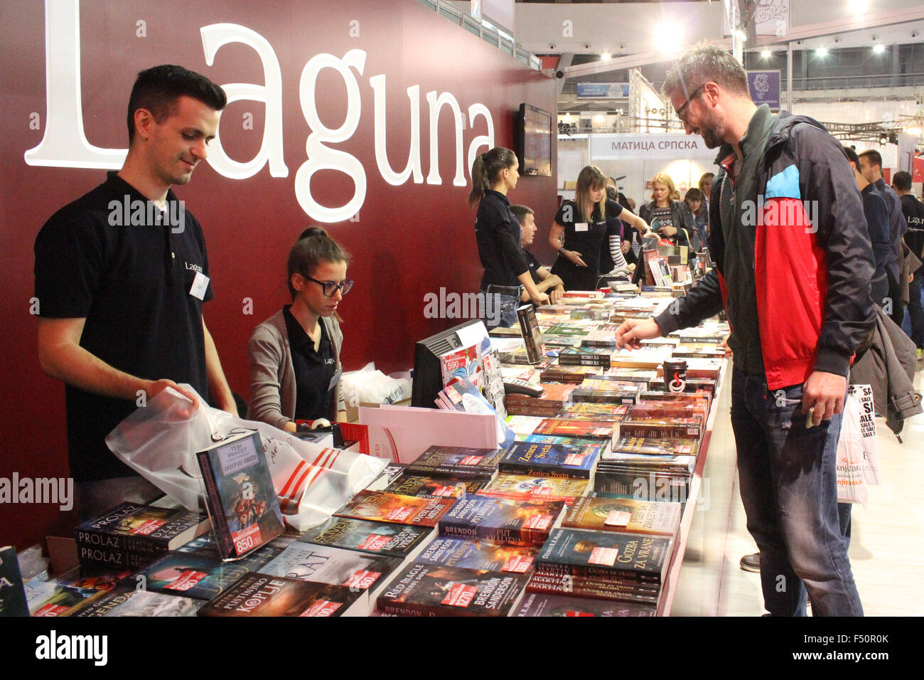 Belgrade, Serbia. 25th Oct, 2015. Visitors choose books at the 60th ...