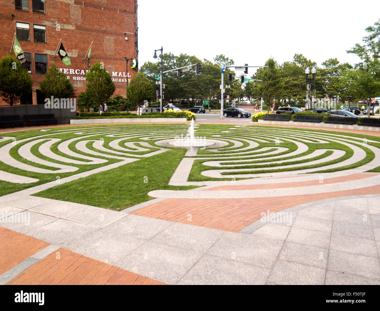 labryinth fountain boston Stock Photo - Alamy