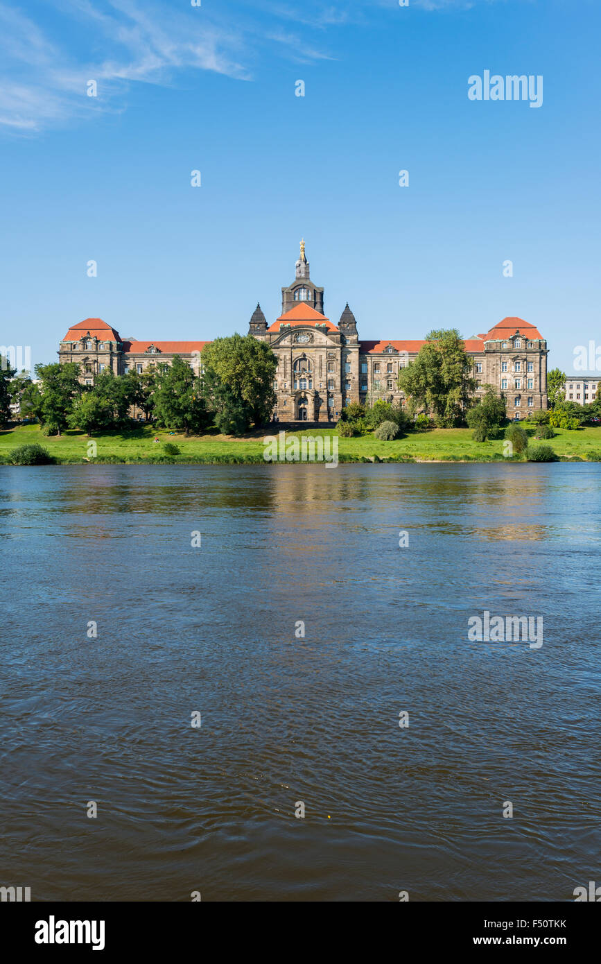 The saxonian state chancellery, seen across the river Elbe Stock Photo ...