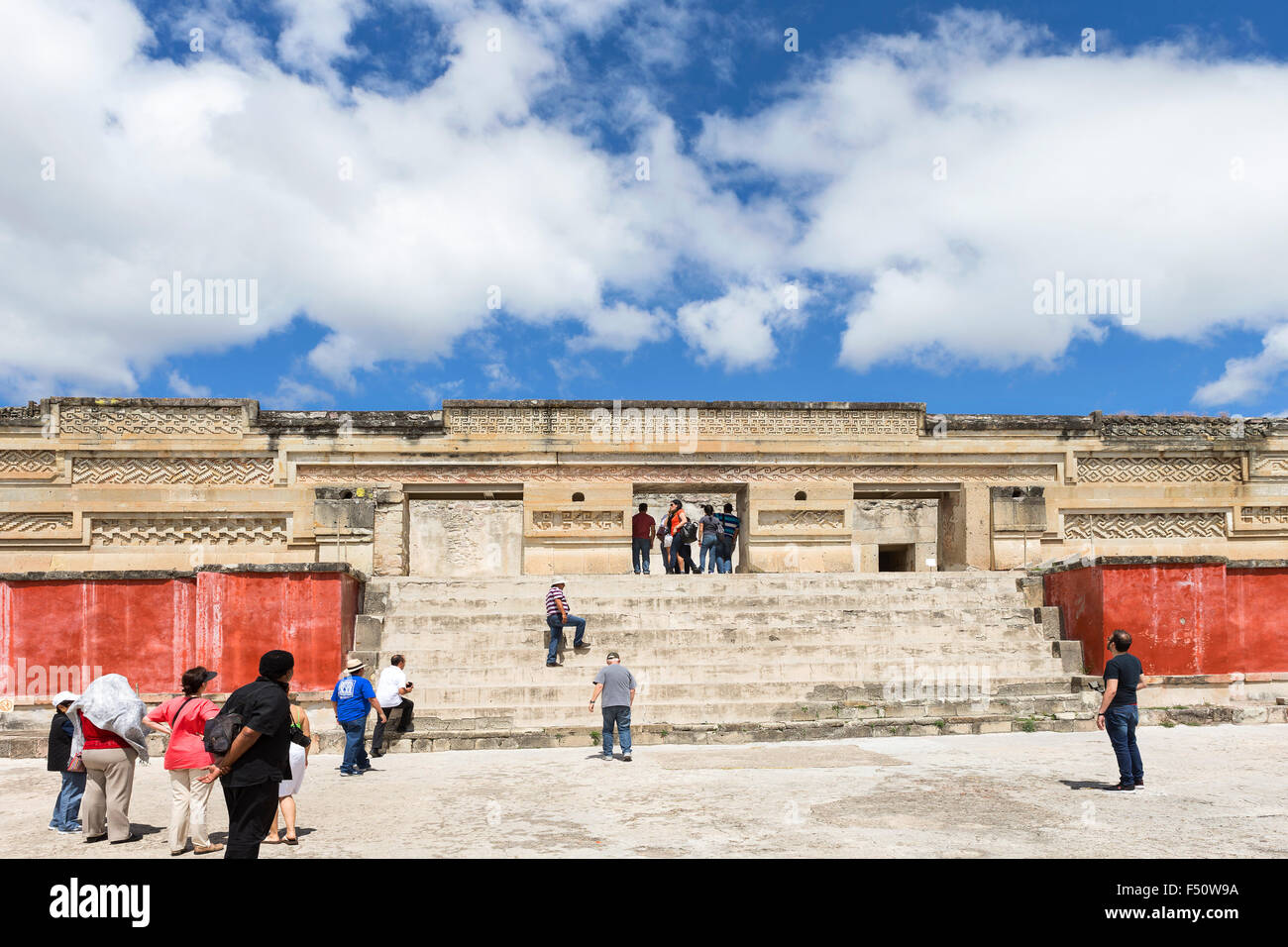 Mitla, Mexico - October 15, 2015: Tourists visit The Palace of Columns ...