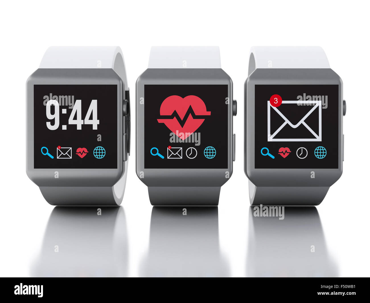 3d renderer image. Digital smart watches. Technology concept. Isolated ...