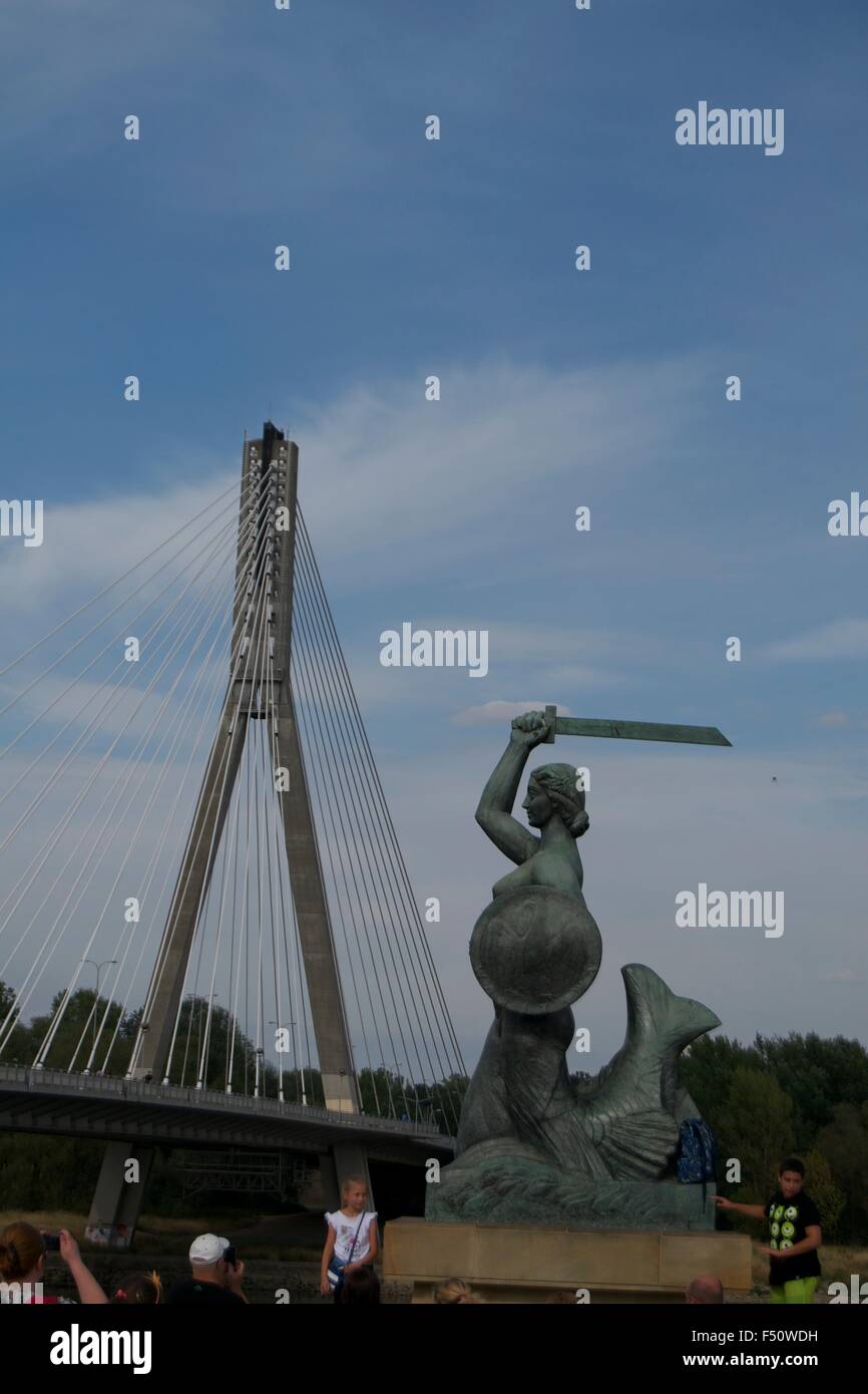 Vistula river Warsaw mermaid statue monument sword Stock Photo - Alamy