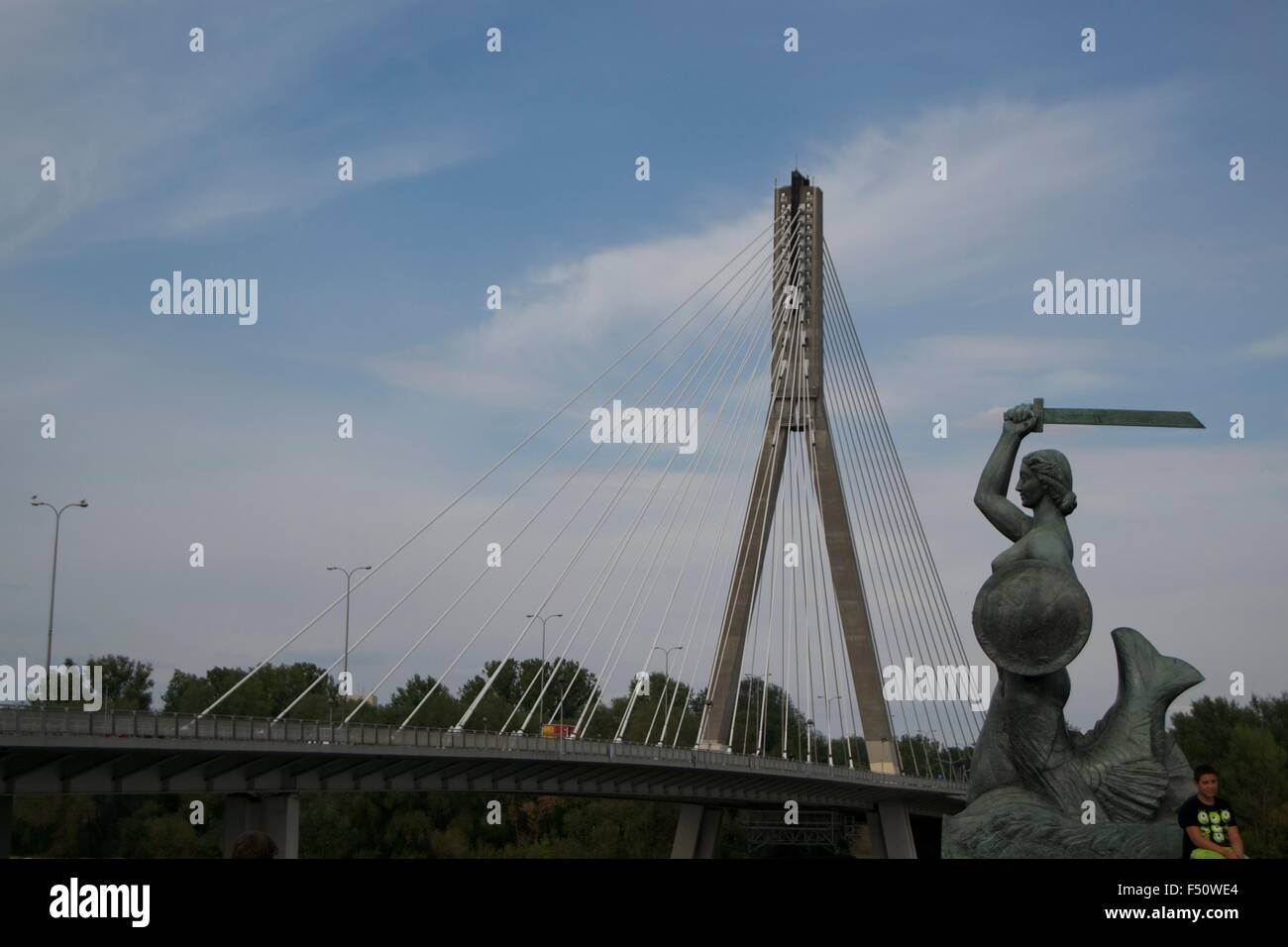Vistula river Warsaw mermaid statue monument sword Stock Photo - Alamy
