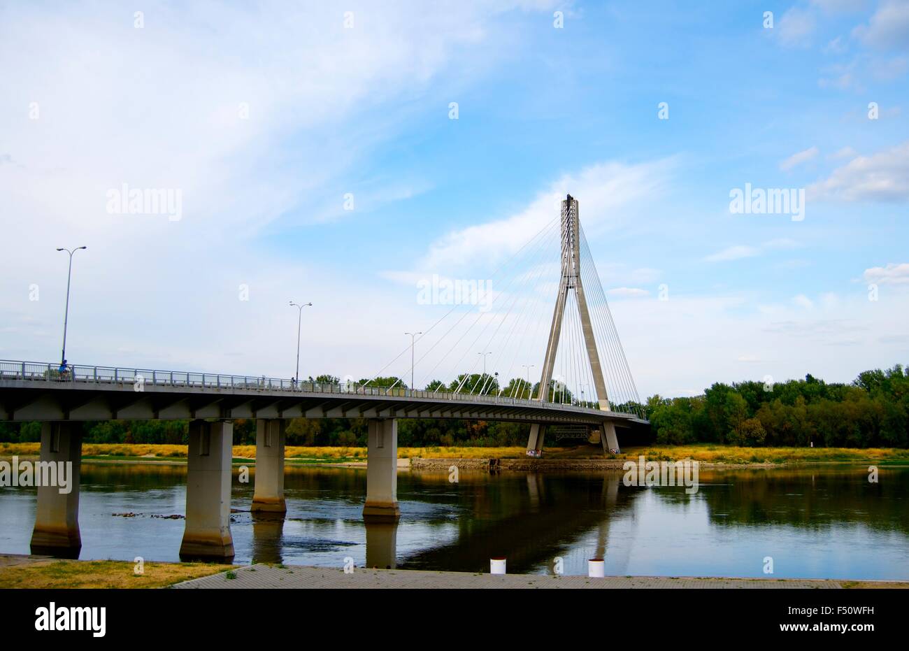 Vistula river Warsaw Holy cross bridge landmark Stock Photo - Alamy