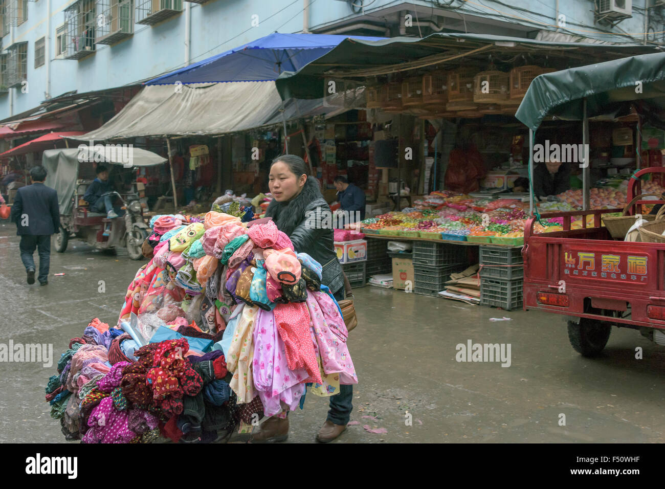 Colourful market scene, Rongjiang, Guizhou Province, China Stock Photo ...