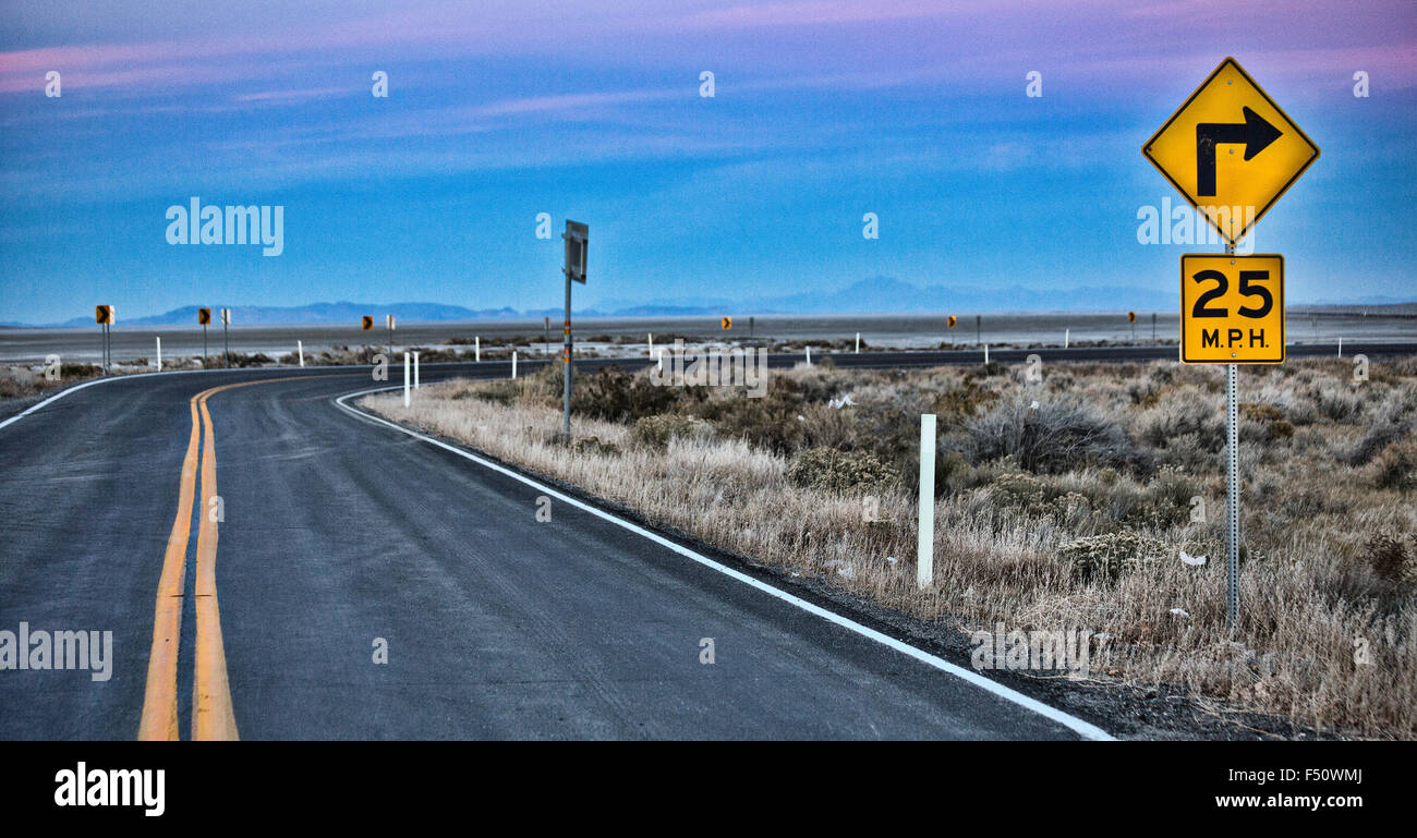 Highway signs in the desert Stock Photo - Alamy