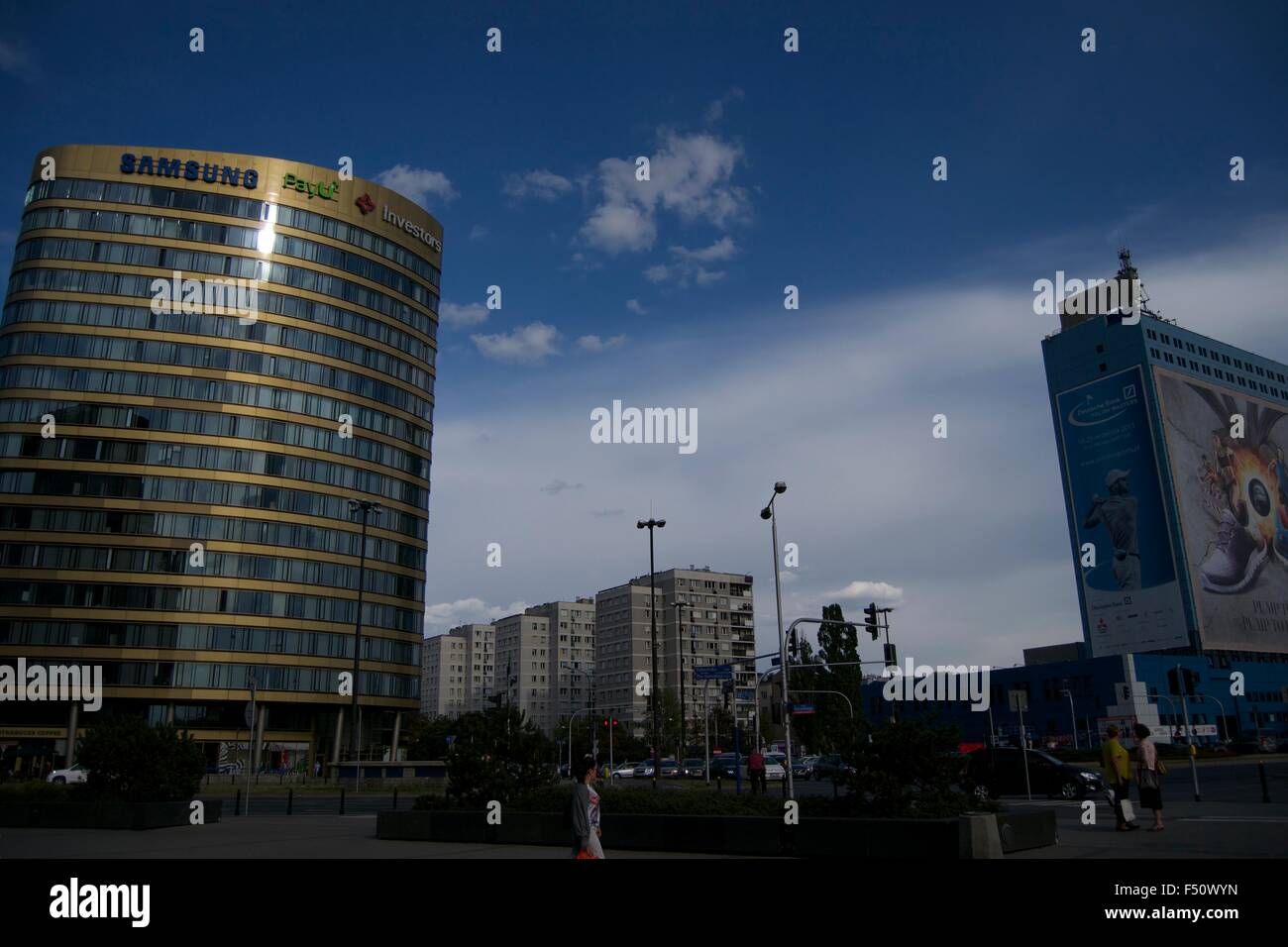 Warsaw city center skyscraper building modern blue Stock Photo - Alamy