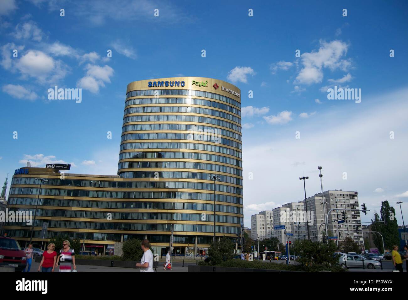 Warsaw city center skyscraper building modern blue Stock Photo - Alamy