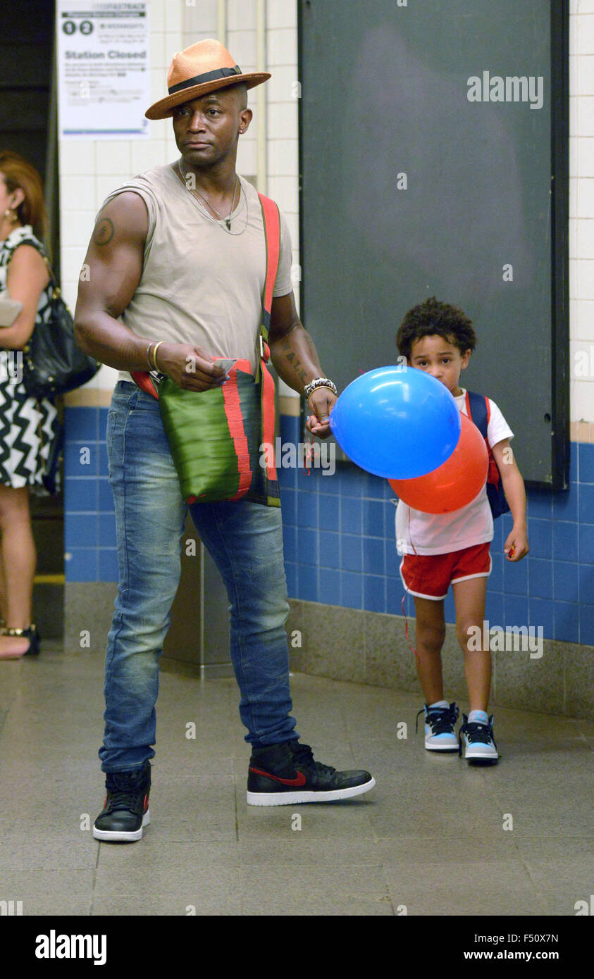 Taye Diggs and his son Walker, out and about in Manhattan catching the ...