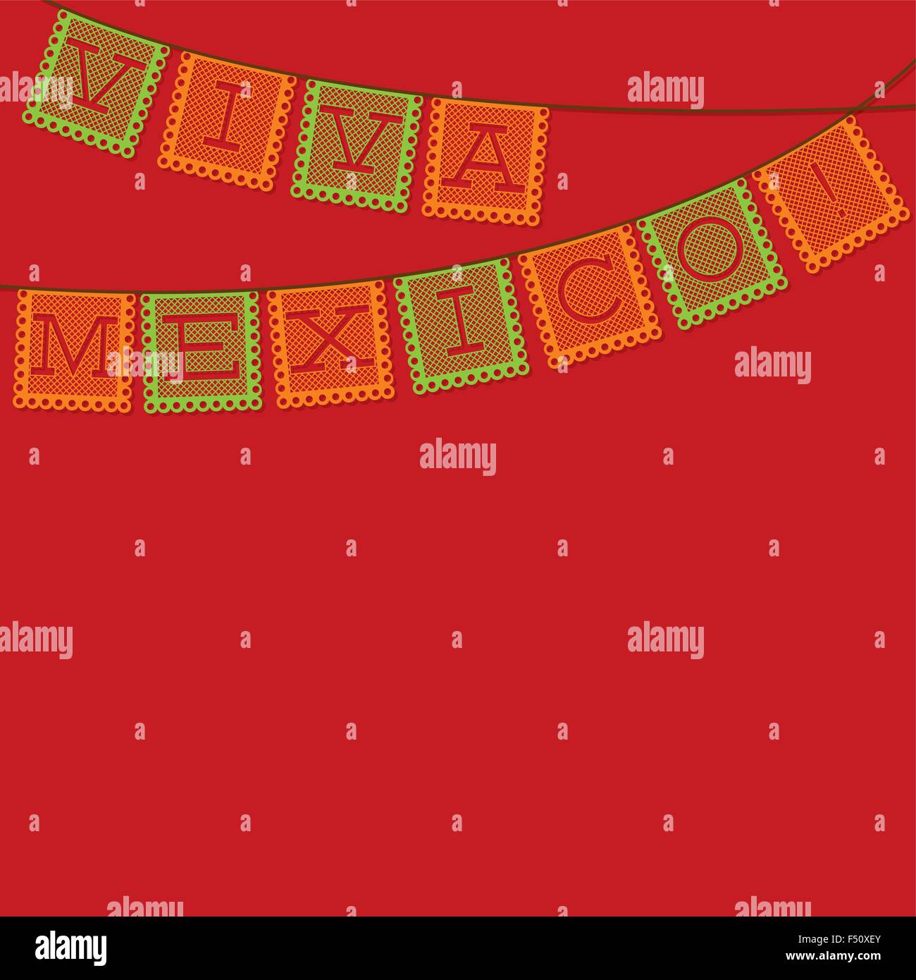 Mexican 'papel picado' (Paper flag decoration) card in vector format ...