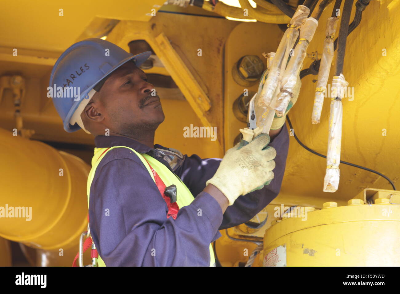 FQM mining engineer. Copper mining operations in Zambia, Africa Stock ...
