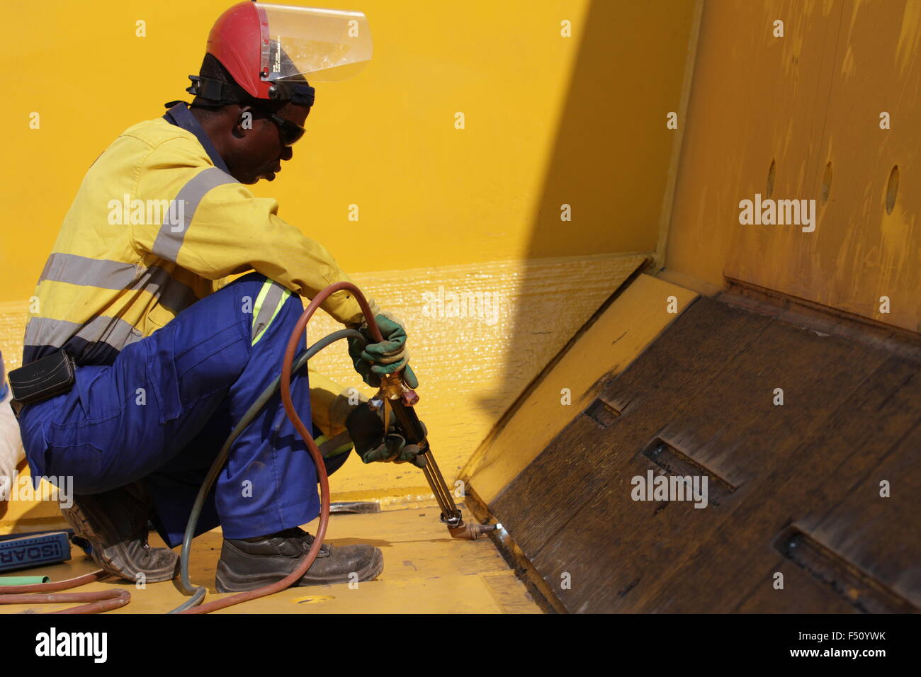Welder. FQM Copper mining operations in Zambia, Africa Stock Photo - Alamy