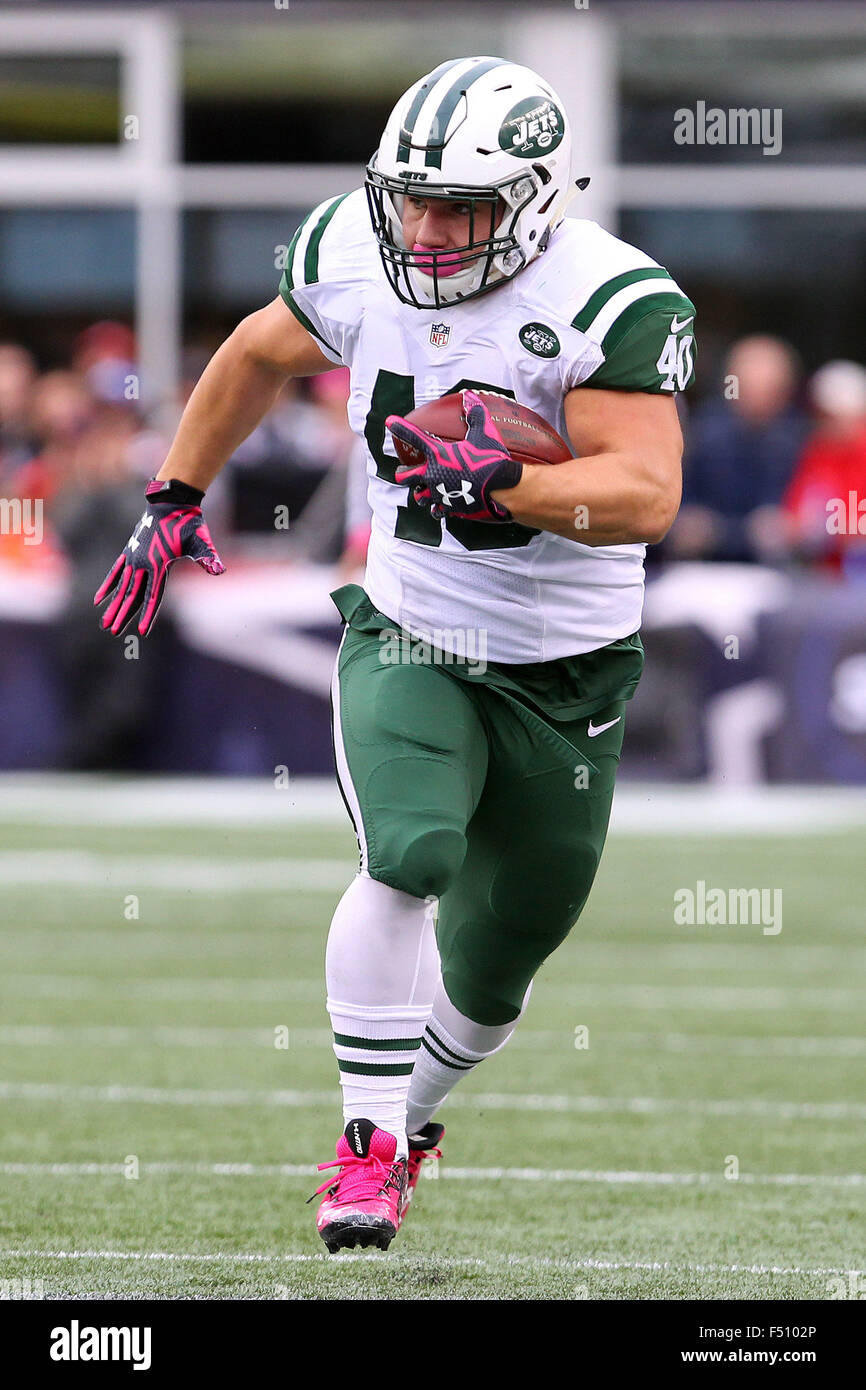 Gillette Stadium. 25th Oct, 2015. MA, USA; New York Jets fullback Tommy ...