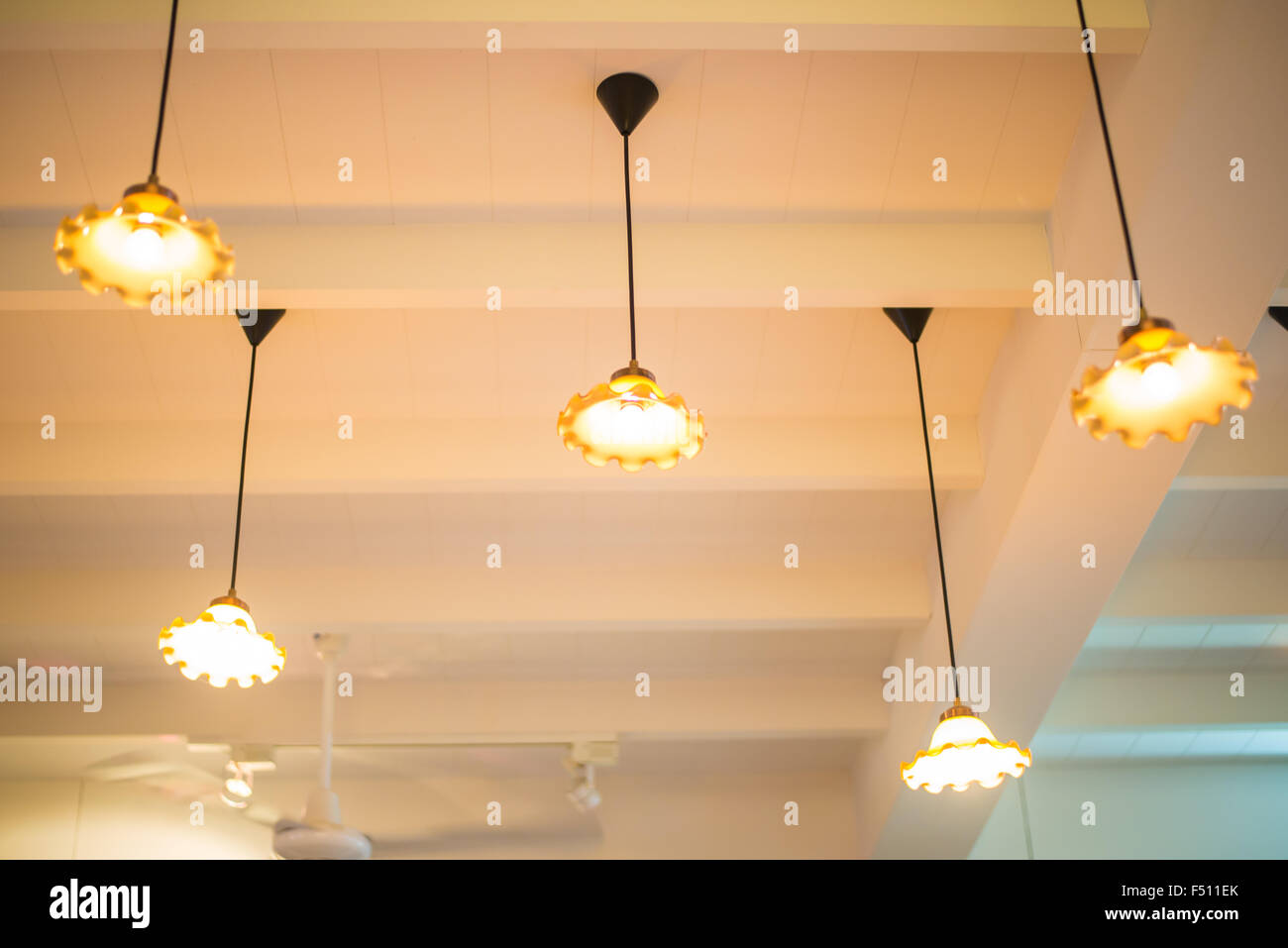 Recessed ceiling lights in a coffee shop Stock Photo - Alamy