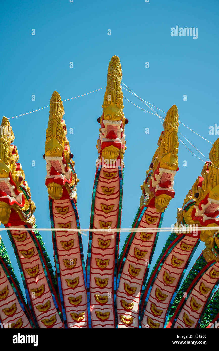 9 headed serpent in Thailand temple, belief Stock Photo - Alamy