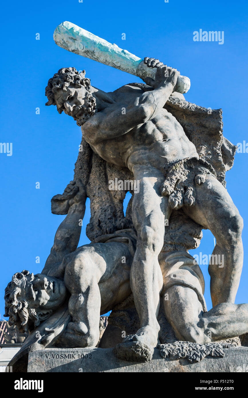 Prague statue fighting giants hi-res stock photography and images - Alamy